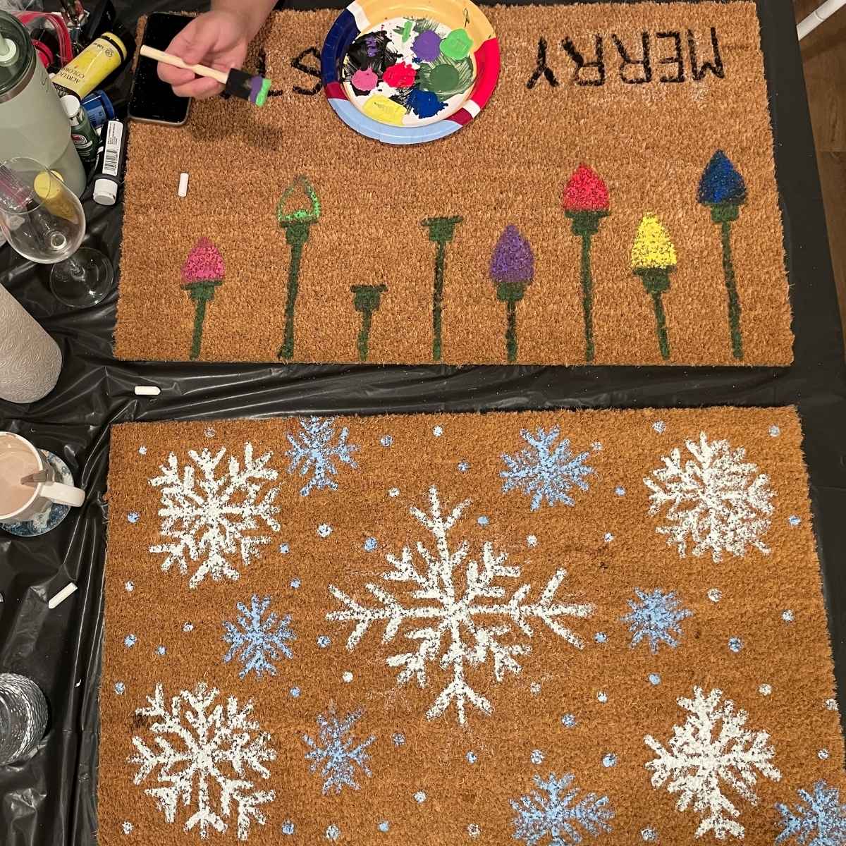 Easy DIY Doormat Using Paint - Blessed By Motherhood
